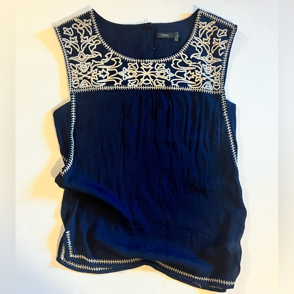 Thml Navy Embroidered Tank - Gem